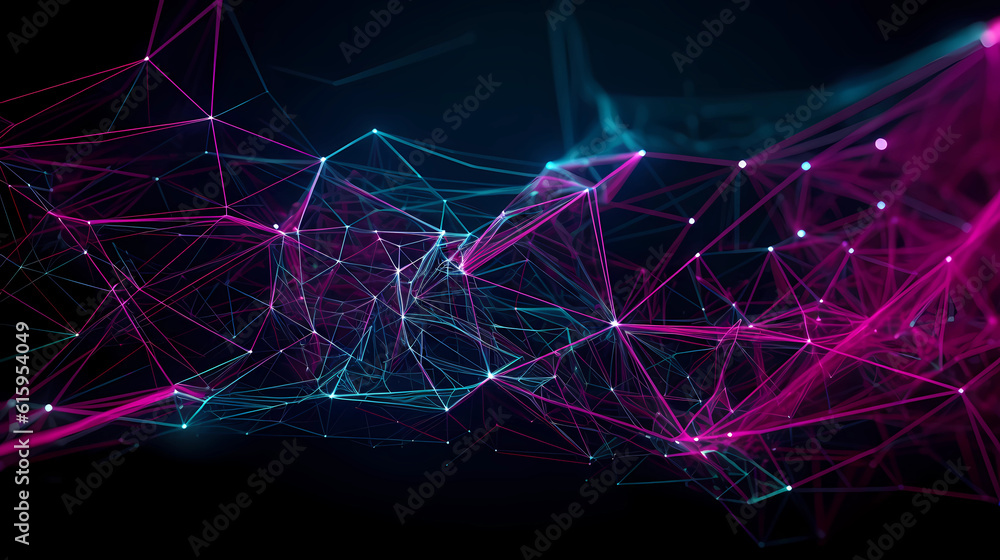 Plexus Neon Black Background Digital Desktop Wallpaper HD 4k Network ...