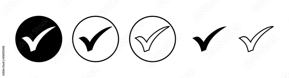 Check icons set. check mark icon. check list button icon. Tick Stock ...