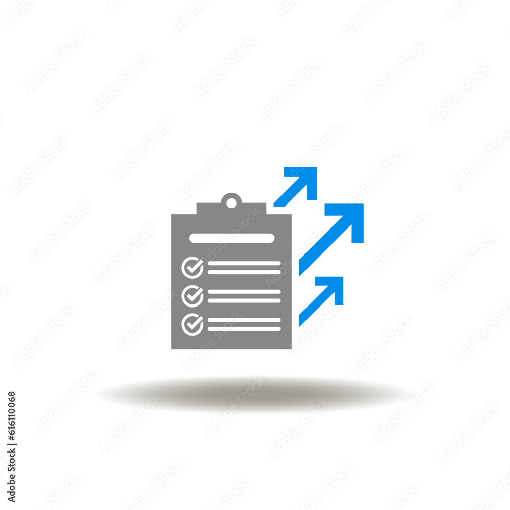 Vector illustration of check list and arrows growth. Icon of strategy ...