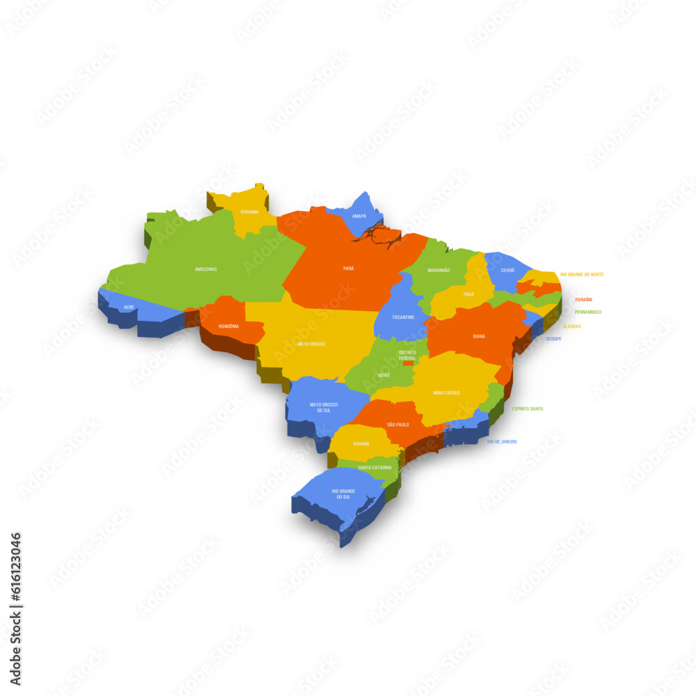 Brazil political map of administrative divisions - Federative units of ...