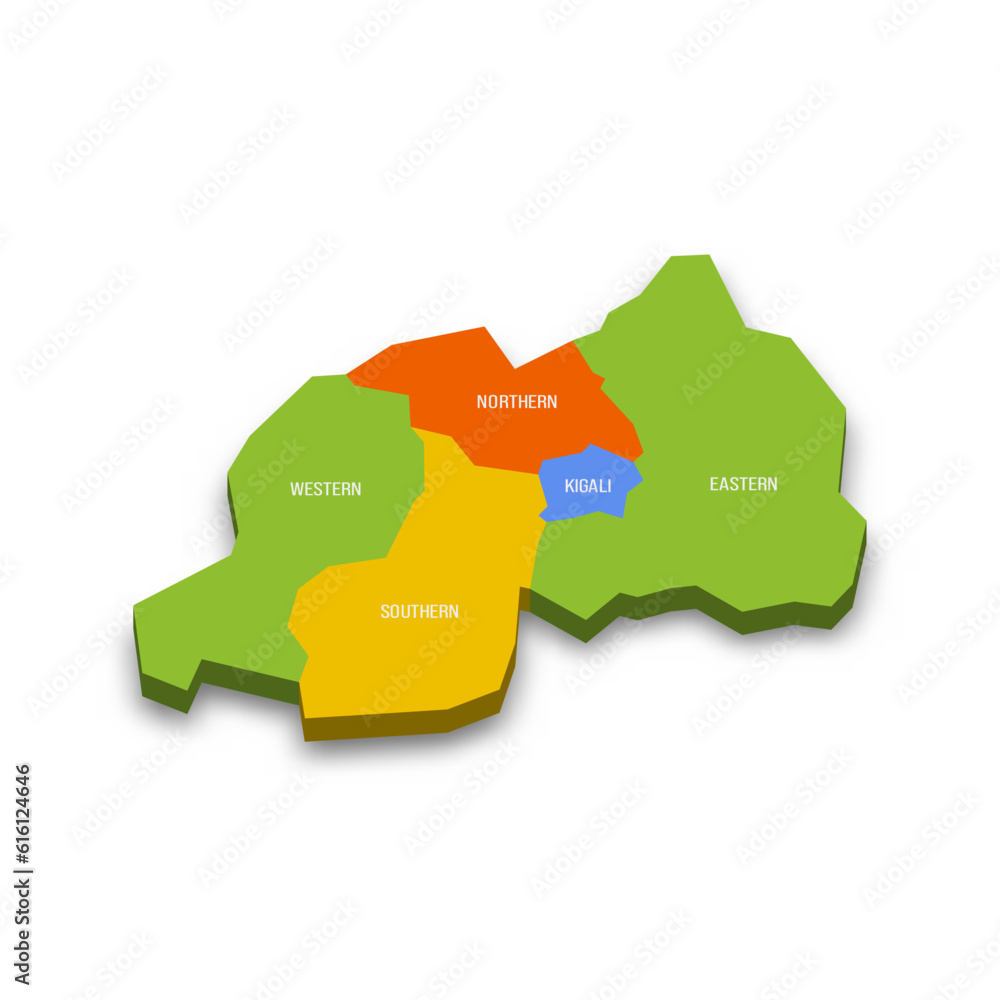 Rwanda political map of administrative divisions - provinces. Colorful ...