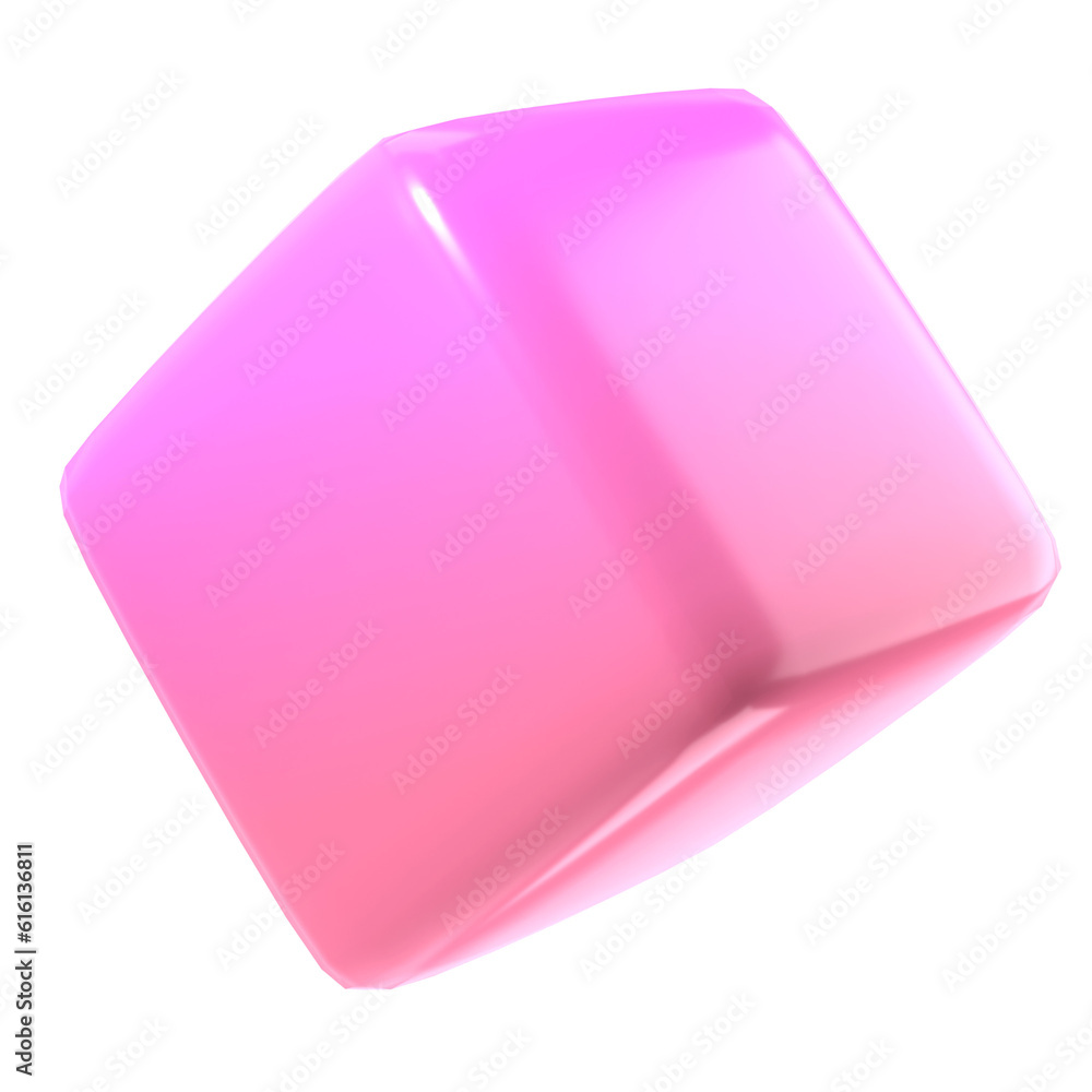 3d block object metal cube abstract geometric shape. Realistic glossy ...