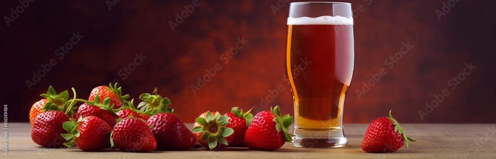 Strawberry flavored cocktail, plain background with fruits. Alcoholic ...