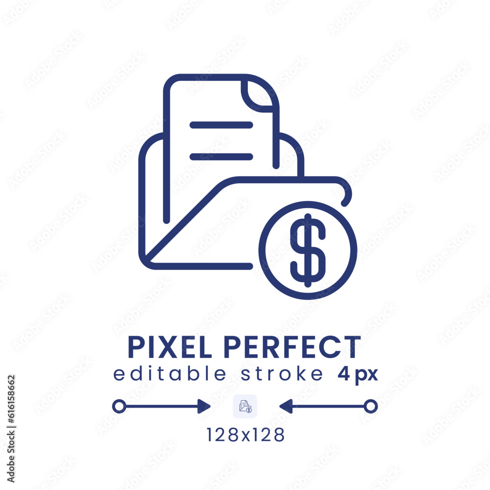 Invoicing linear desktop icon. Accounting software. Billing system ...