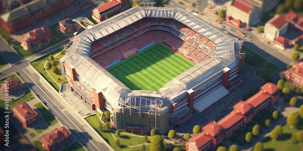 AI Generated. AI Generative. Aerial drone air view of arena stadium ...