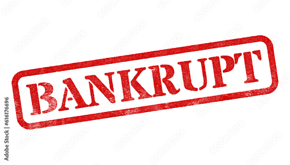 Bankrupt red rubber stamp isolated on transparent background with ...
