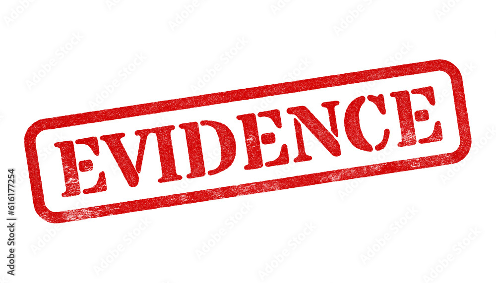 Evidence red rubber stamp isolated on transparent background with ...