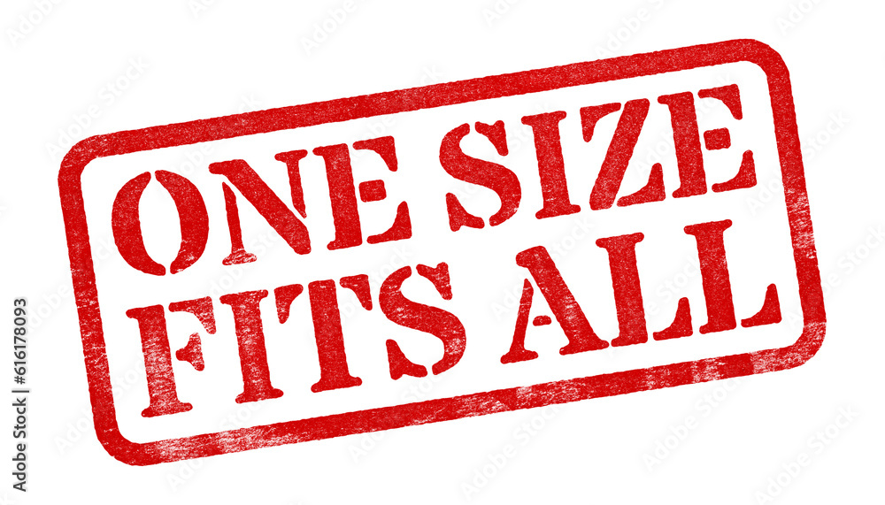 One Size Fits All red rubber stamp isolated on transparent background ...