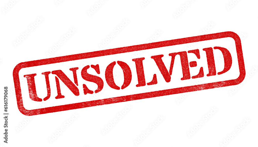 Unsolved red rubber stamp isolated on transparent background with ...