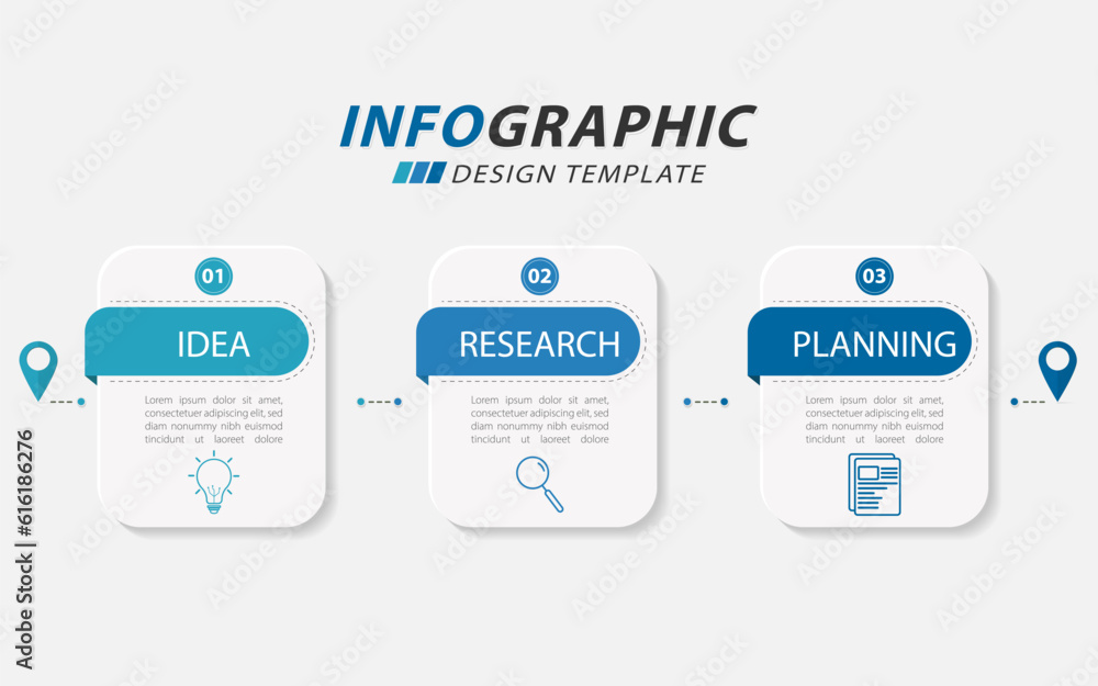 Timeline Creator infographic template. 3 Step timeline journey, calendar Flat simple ...