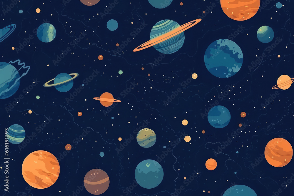 simple seamless Beautiful and eye catchy colour planets and stars ...