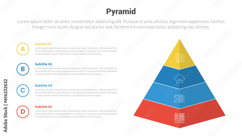 pyramid shape triangle stage infographics template diagram with 3d ...