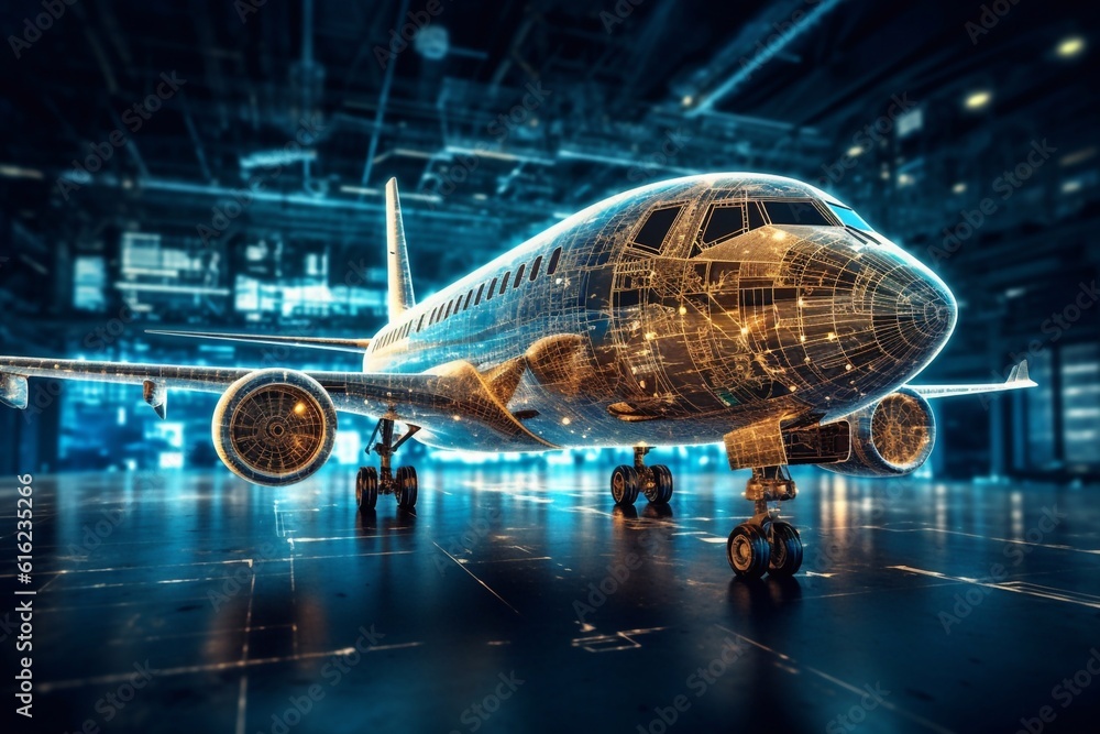 Technology digital future of commercial air transport concept, Airplane ...