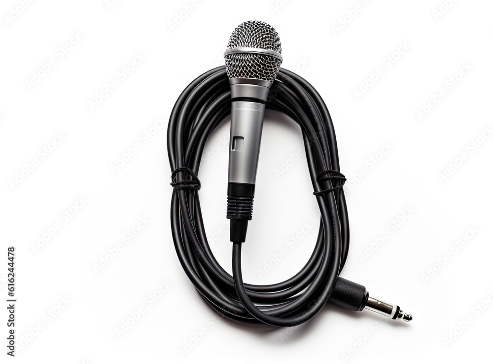 Close up of high quality dynamic microphone connect with male connector ...