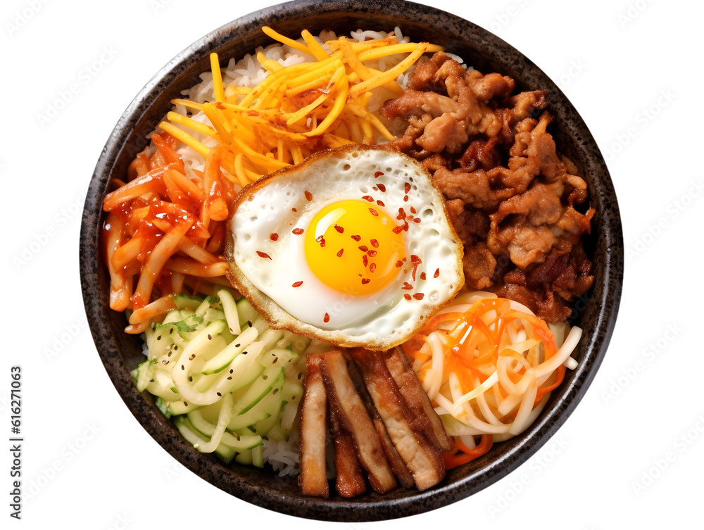 classic korean bibimbap on transparent background, PNG, generated AI ...