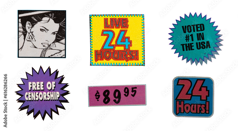 Cut out magazine vintage labels, price, words, stickers, letters, tags ...