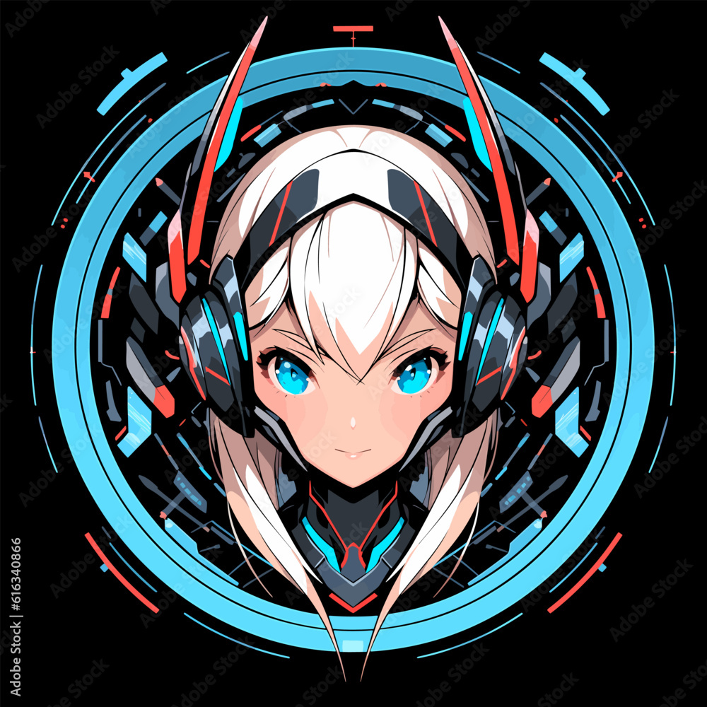 Anime style game avatar. Anime mascot sport logo design. Gamer head ...