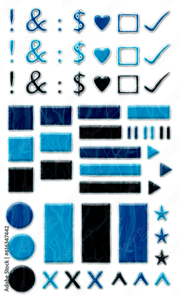 Frozen-Ice Game buttons & icons.Several blue colored version.for snow ...