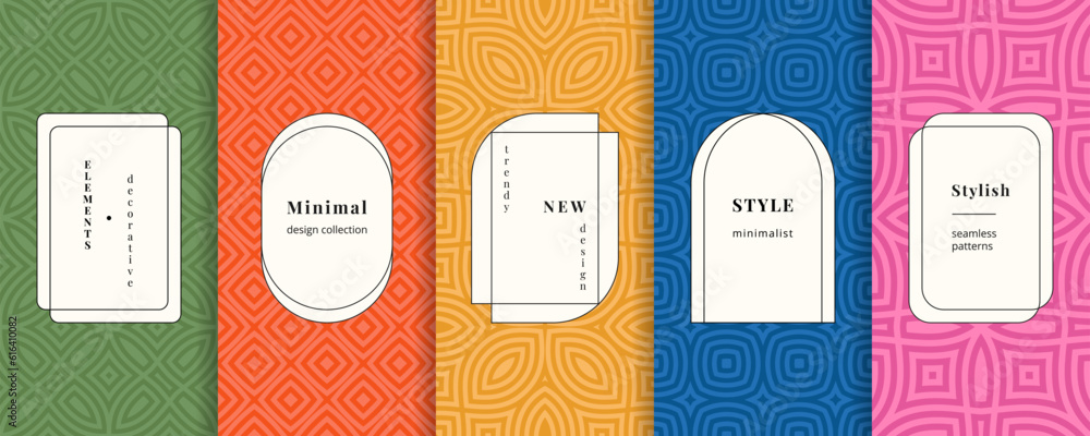 Vector geometric seamless pattern collection. Set of colourful ...