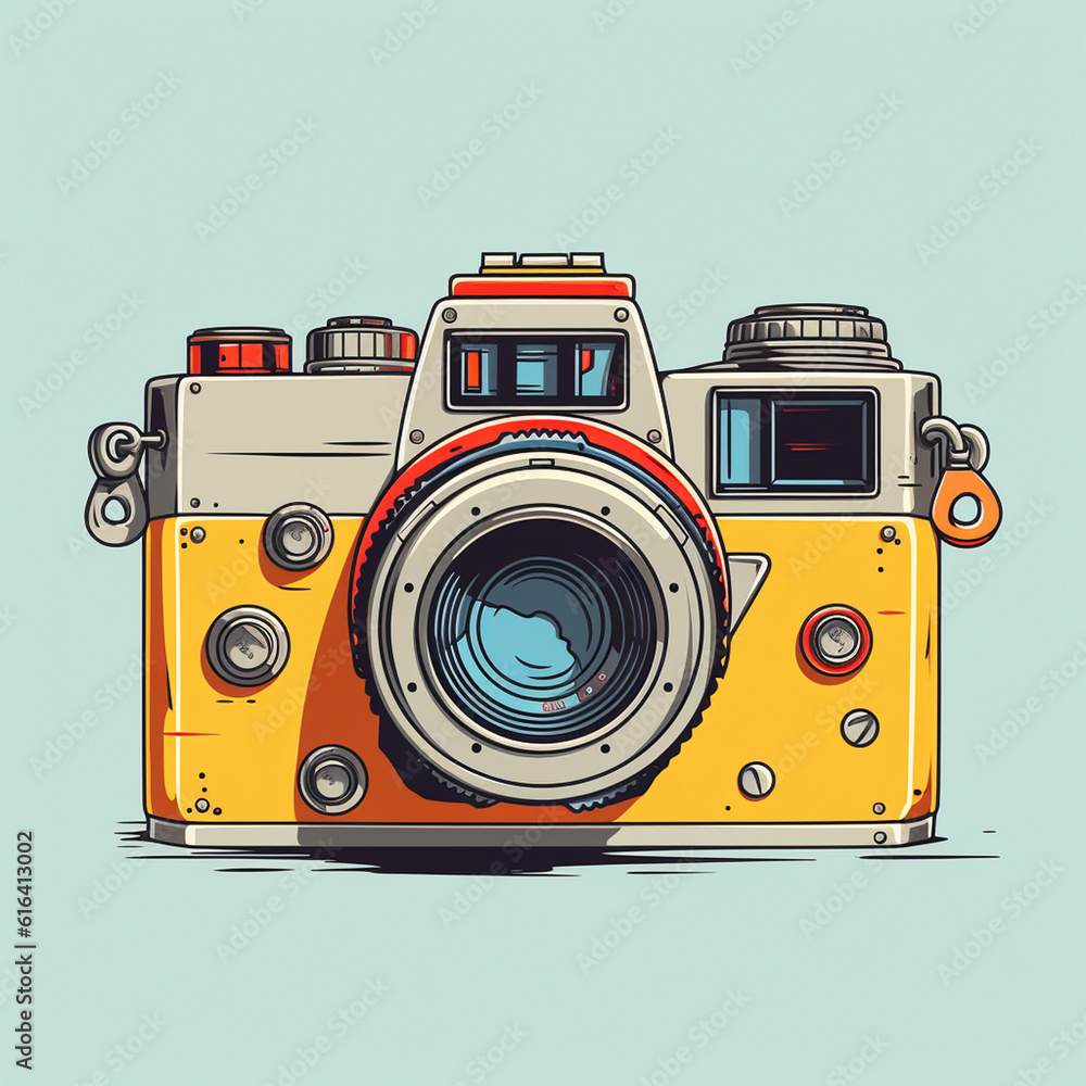 camera illustration in retro style Stock Illustration | Adobe Stock