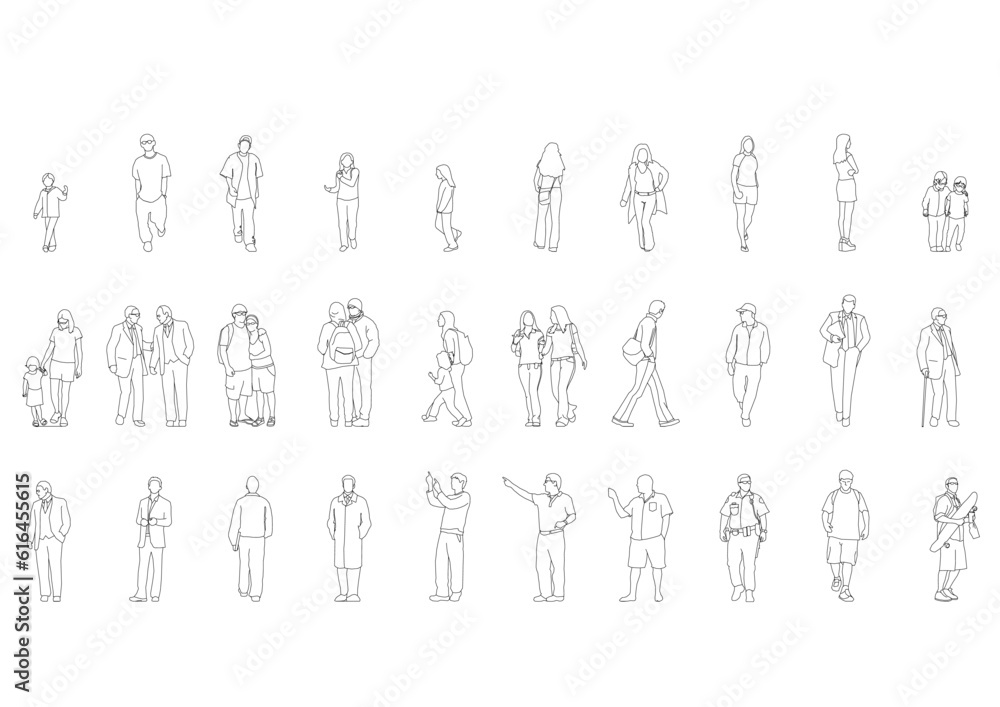 outline people drawing man woman vector illustration. isolated graphic ...
