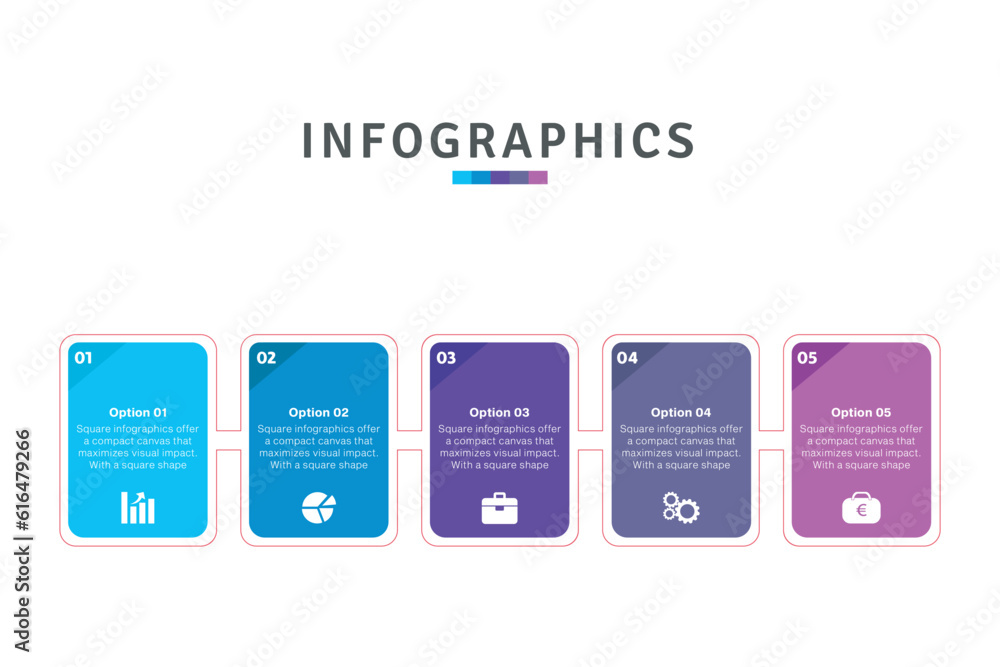 Business Infographic 5 Options Or Steps For Presentations , Workflow ...