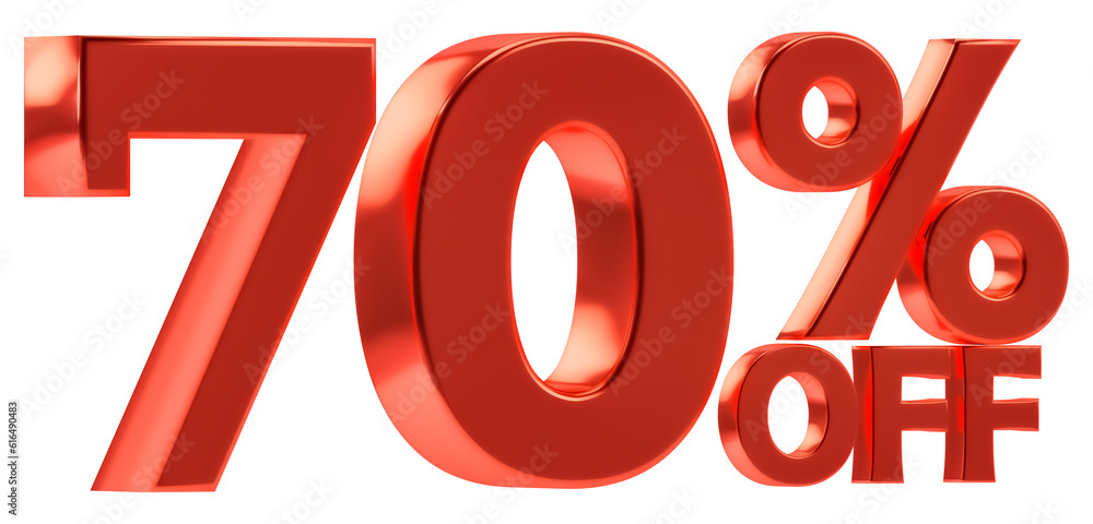 70 % off discount for sale promotion. 3d number with percent sign ...