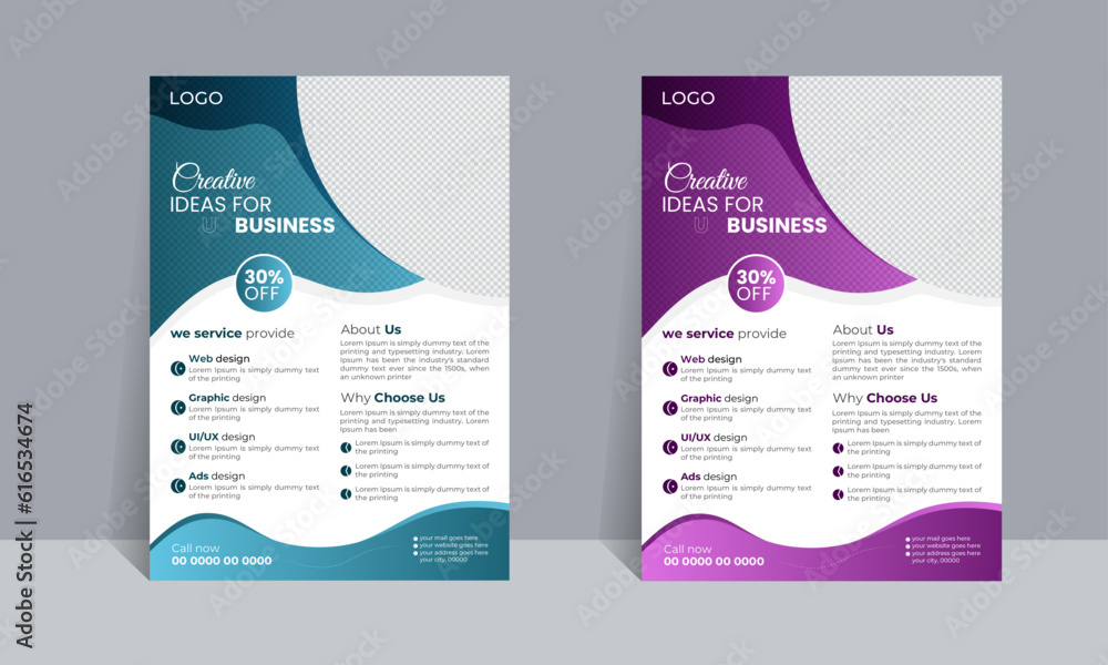 A business flyer layout design - vector illustration A4 size 2 color ...