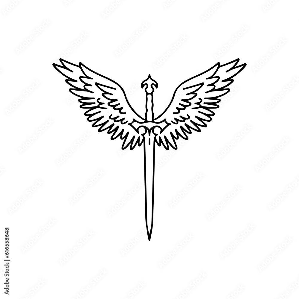 vector illustration of a sword with wings Stock Vector | Adobe Stock