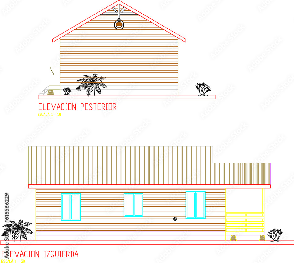Vector sketch illustration of a simple tiny wooden house design by the ...