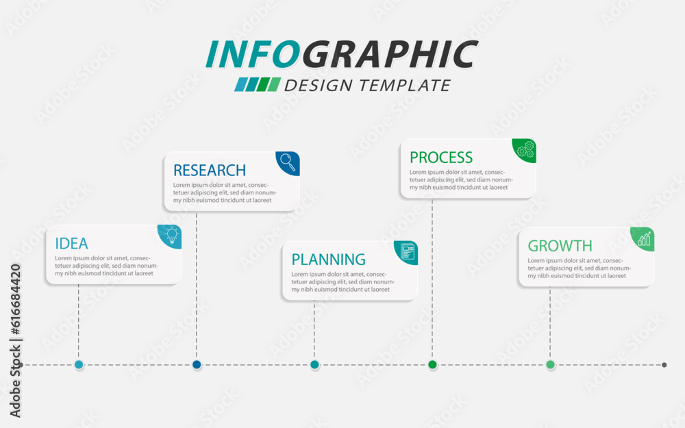Timeline Creator infographic template. 5 Step timeline journey ...