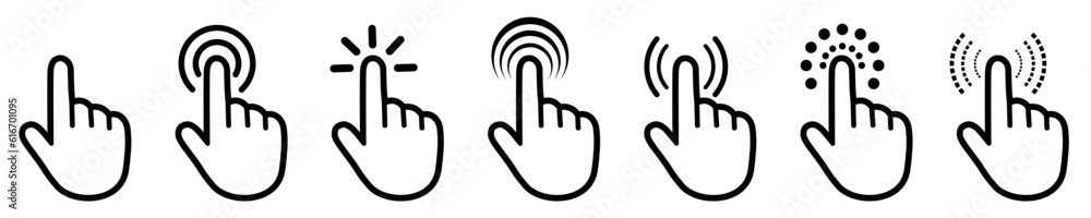 Set Of Flat Cursor Icons Click Or Press Cursor Set Arrow Pointer Loading Progress Stock