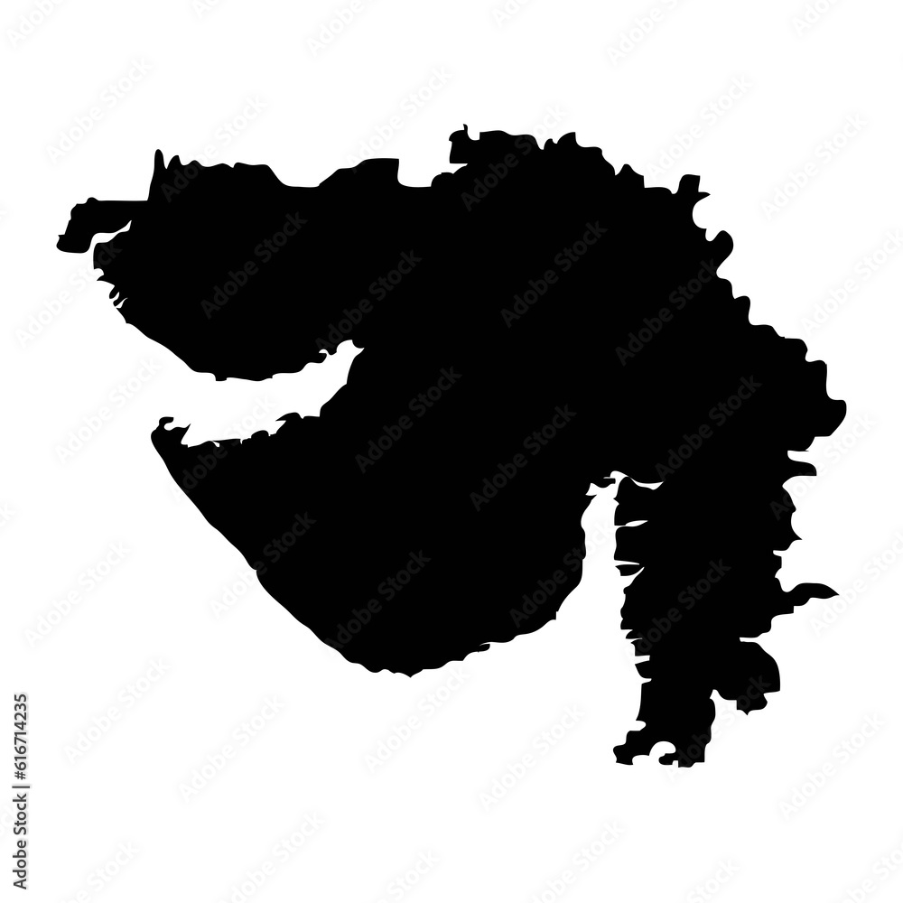 Gujarat state map, administrative division of India. Vector ...