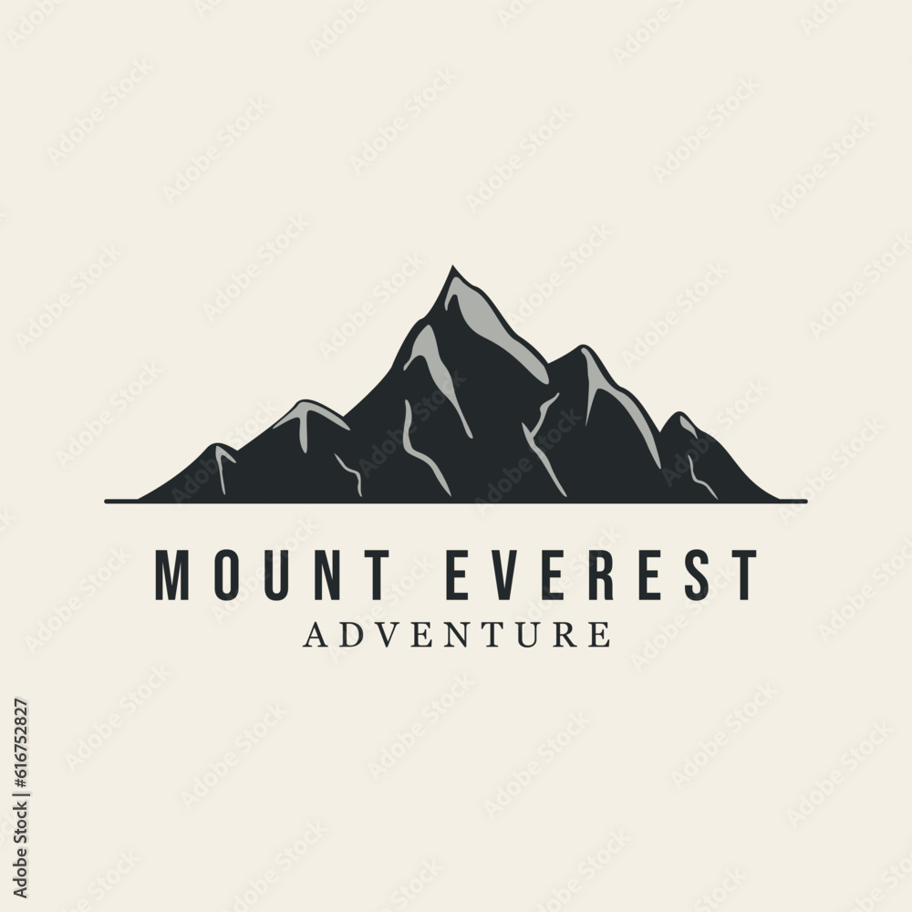 mountain everest line art design logo vector silhouette. Stock Vector ...