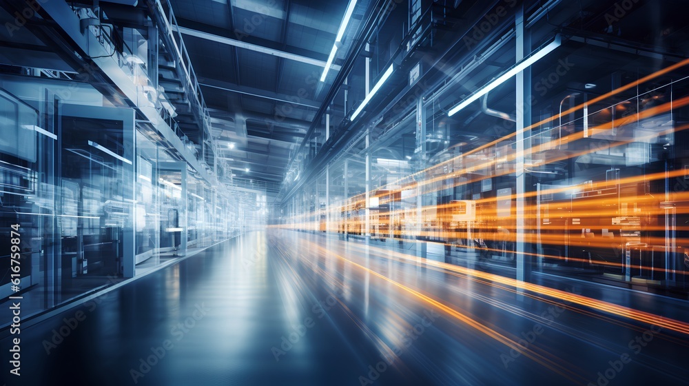 A futuristic image illustrating the concept of a smart factory ...