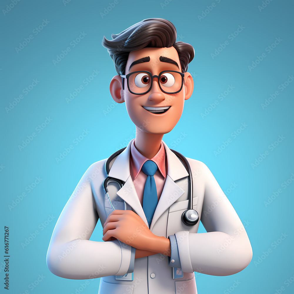 Cartoon Character: Male Doctor in a State of Confusion. Thoughtful Man ...