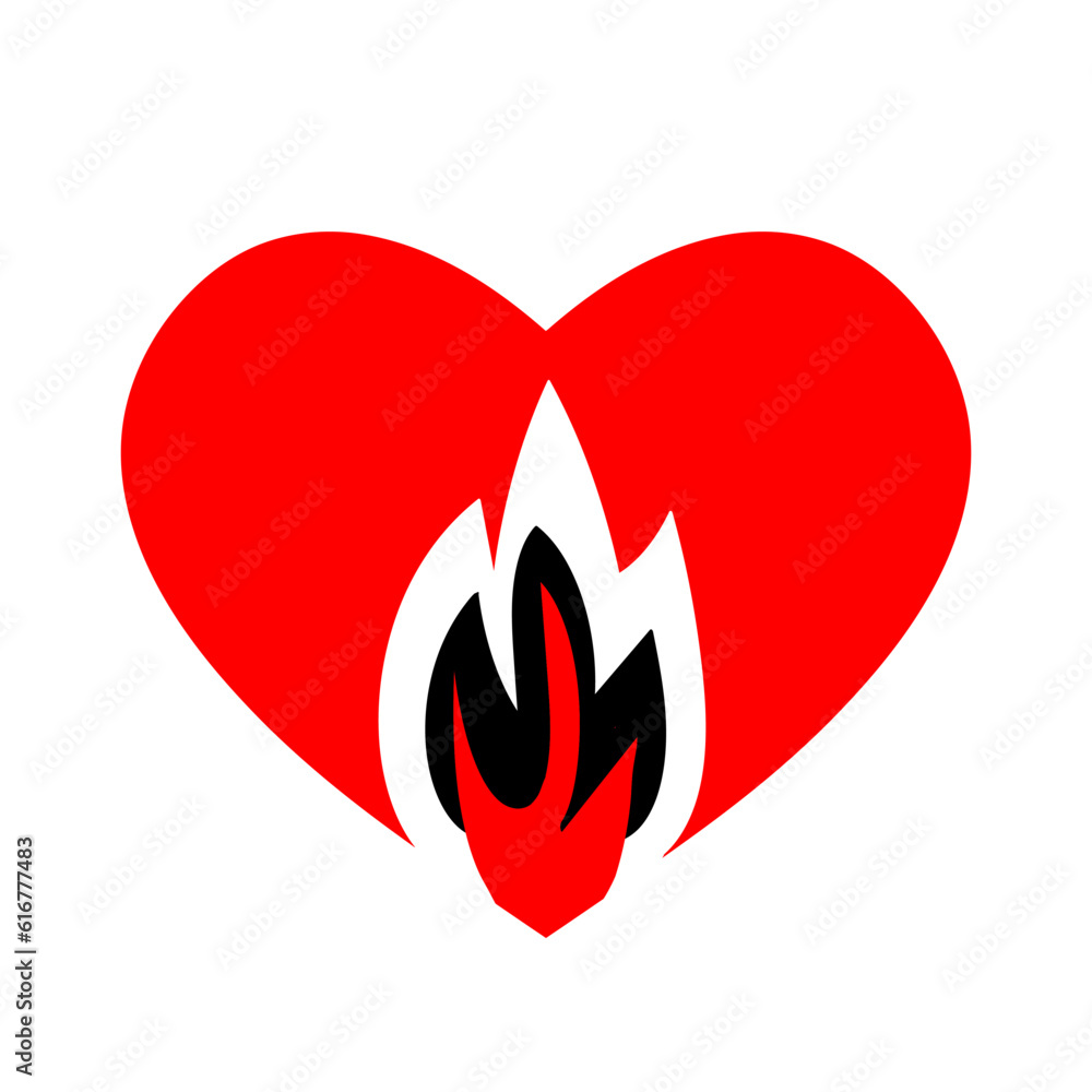 Fire Heart Logo designs concept Love Fire logo symbol icon Stock Vector ...
