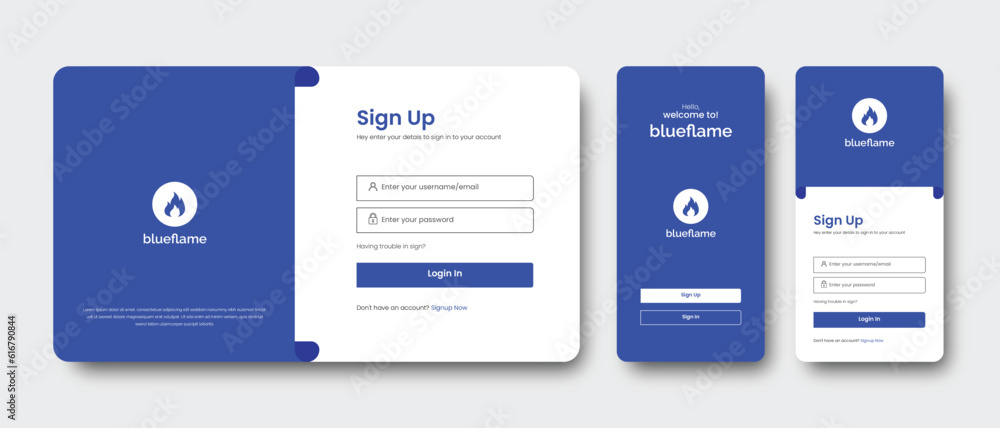 set of sign up & sign in forms. professional mobile app sign in page ...