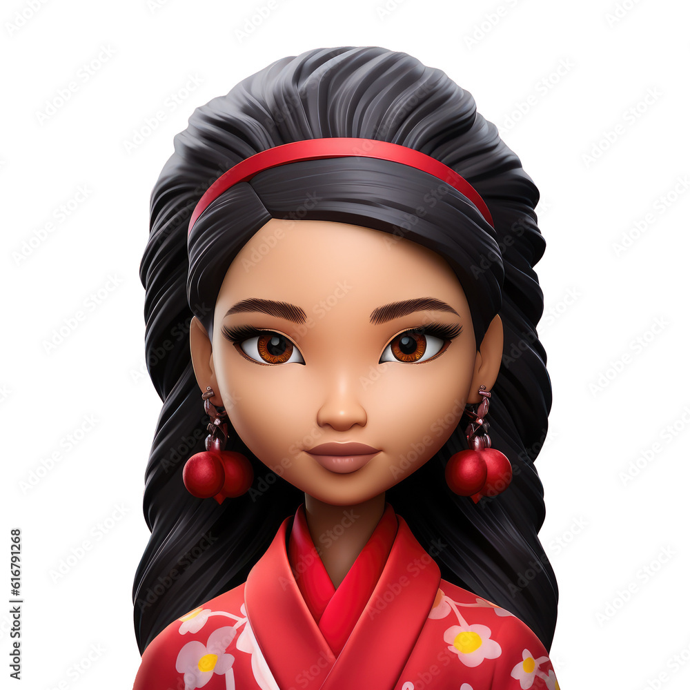 Memoji asian lucky girll on transparent background. PNG. Emoji, ai ...