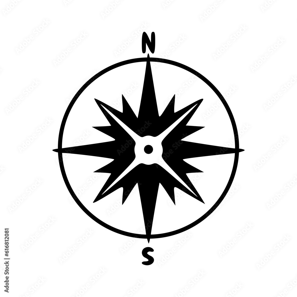 Compass rose icon black outlines vector illustration Stock Vector ...