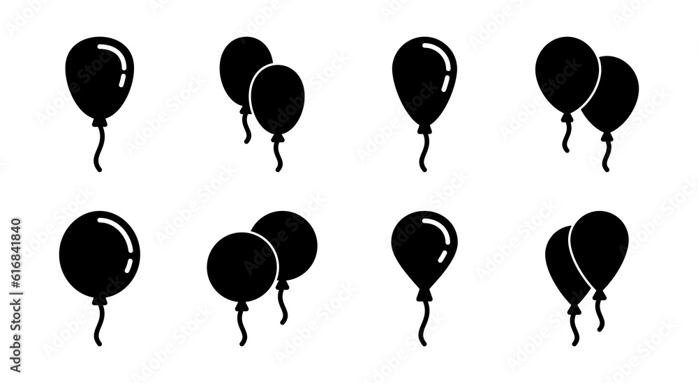 Balloon icon set illustration. Party balloon sign and symbol Stock ...