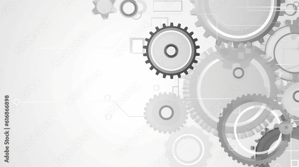 Gray geometric technology background with gear shapes. Vector abstract ...