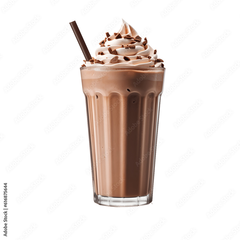 chocolate milkshake on plastic cup transparent background. AI Generated ...