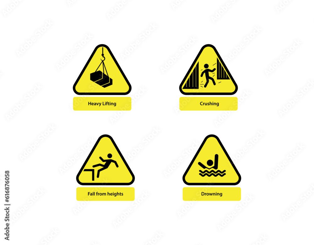 Hazardous and danger symbols icon set Stock Vector | Adobe Stock