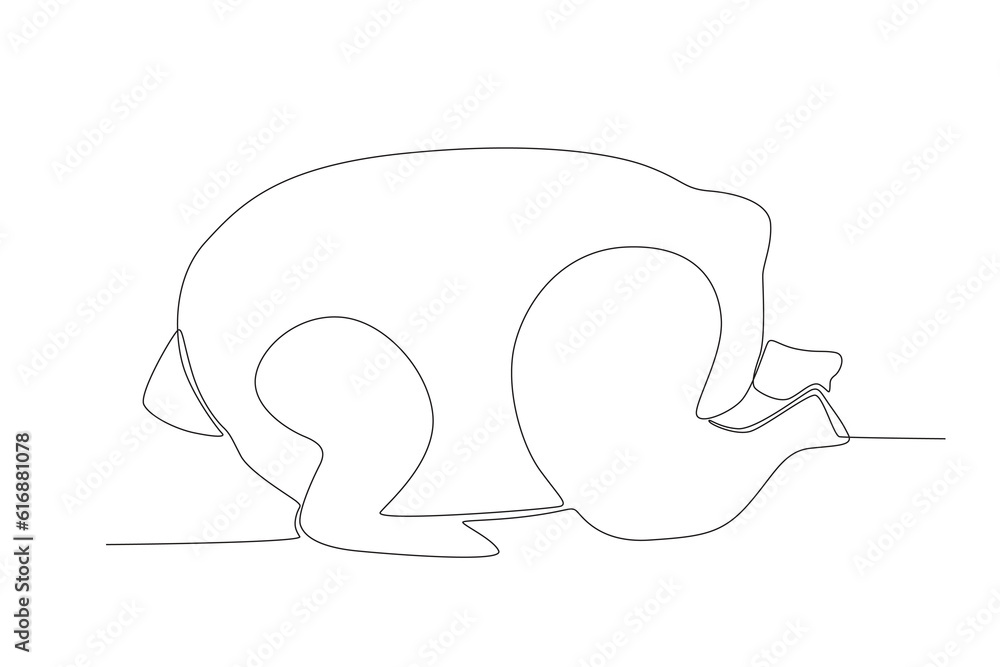 Vector continuous one line drawing of fresh chicken carcass chicken ...