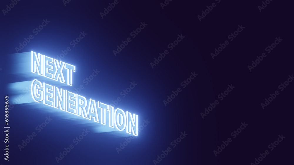 Blue neon light and gradient light with the word of next generation and ...