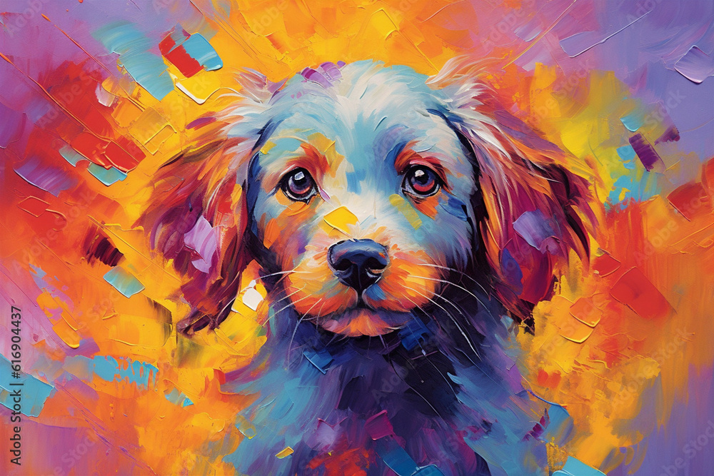 Vibrant and bright and colorful animal portrait poster. AI generated ...