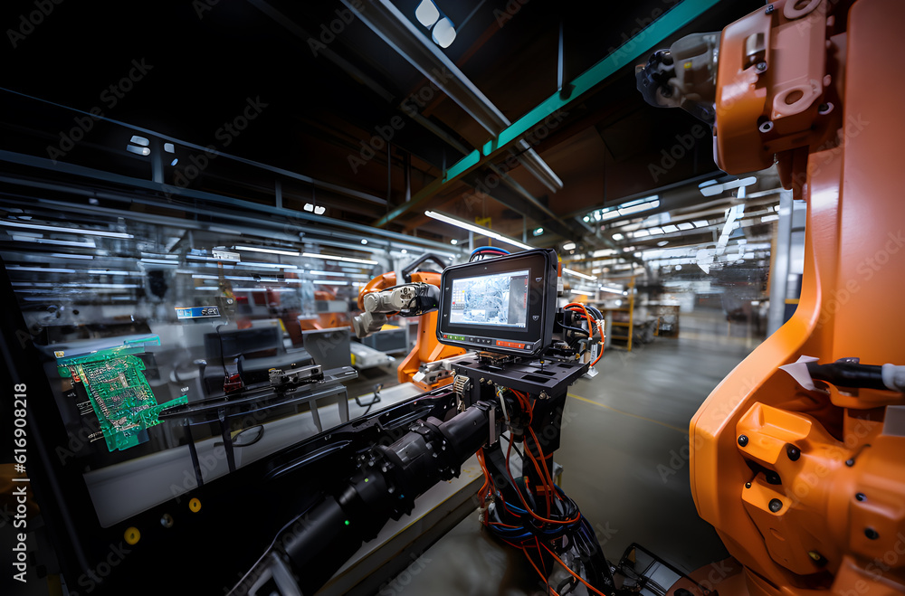 Futuristic Efficient smart Automation robot revolution production replace human AI-power ...