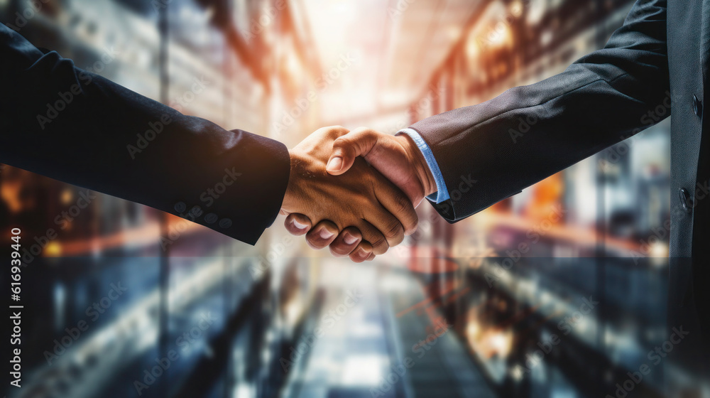 Successful negotiation, handshake, and two businessmen shaking hands ...