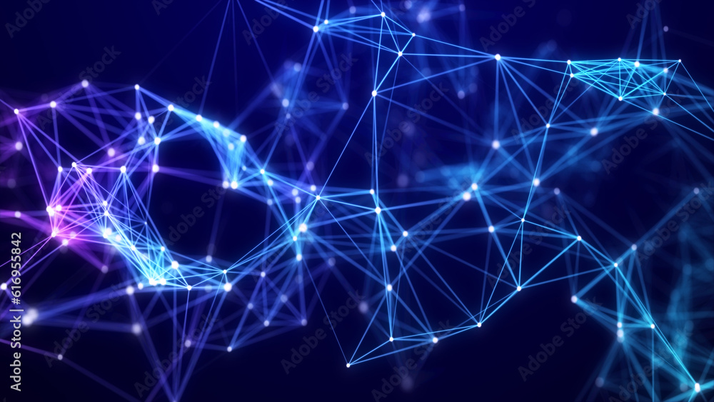Abstract digital background of points and lines. Glowing plexus. Big data. Network or connection ...